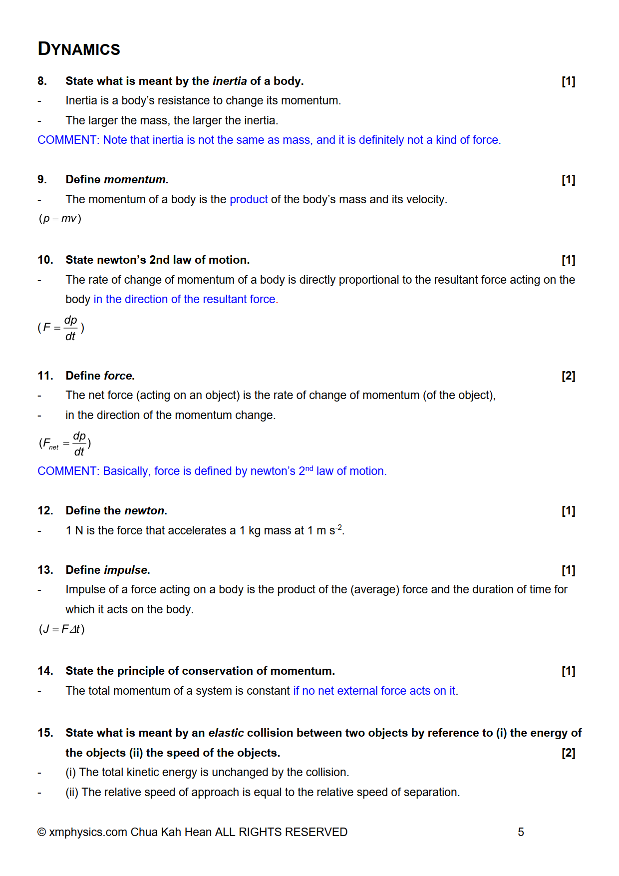 Definition+++ Dynamics – xmPhysics